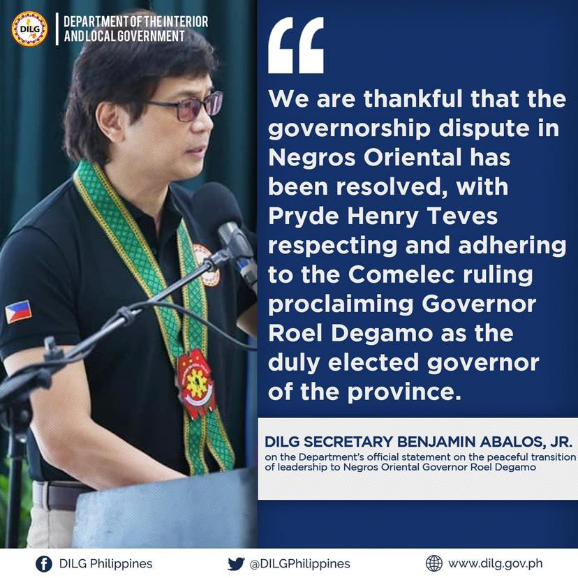 DILG Sec lauds NegOr former guv for peaceful transition